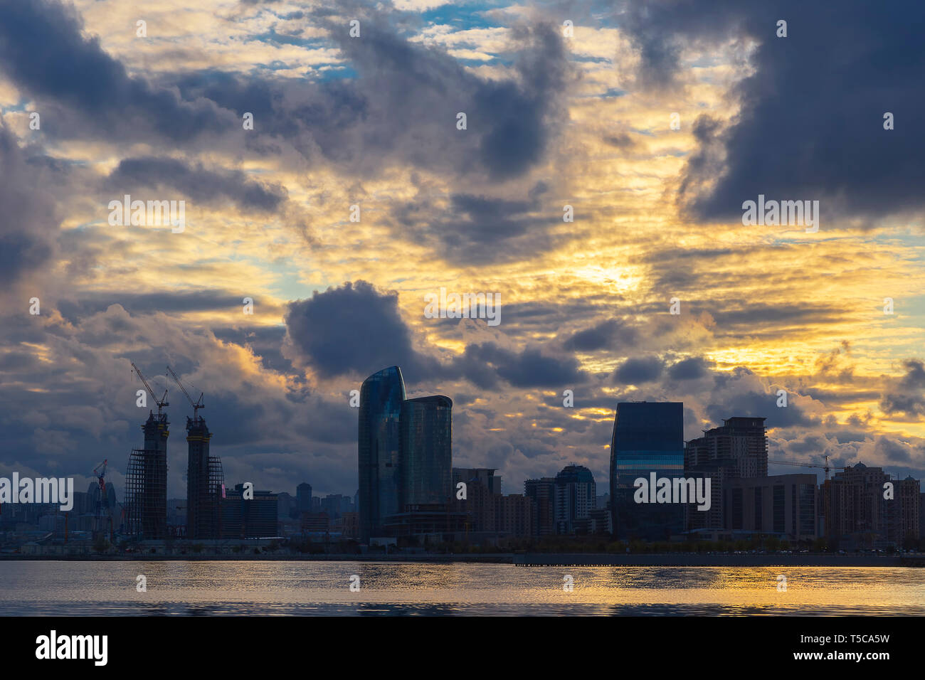 Cloudy sunset over Baku Stock Photo - Alamy