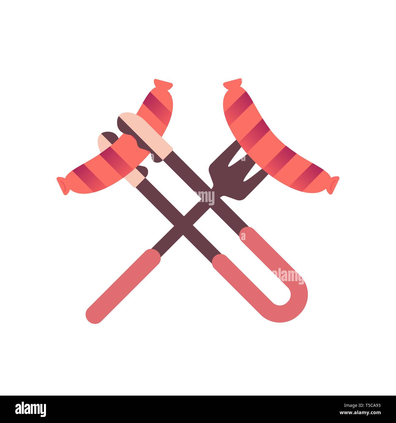 BBQ grilled pork sausages flat hand drawn vector icon Stock Vector ...