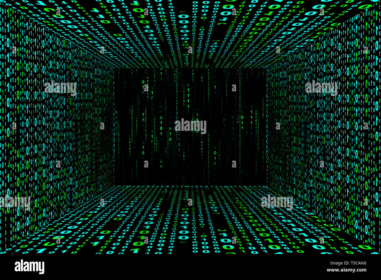 illustration of binary code, cyber reality room Stock Photo - Alamy