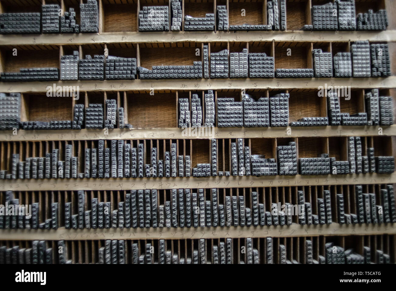 Typefaces used in a traditional printing press at a small private ...