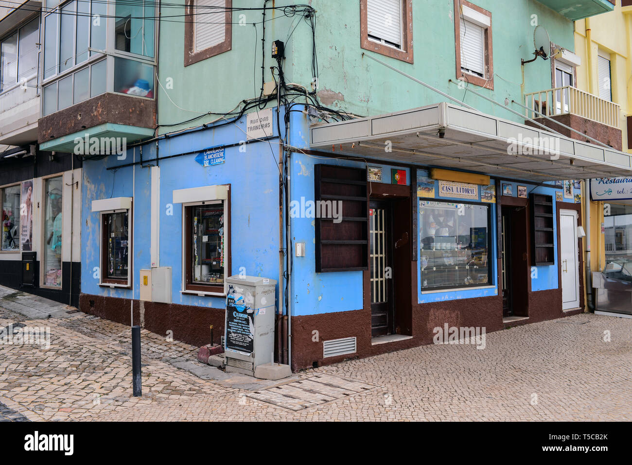 Streets of Nazare, Portugal Stock Photo - Alamy