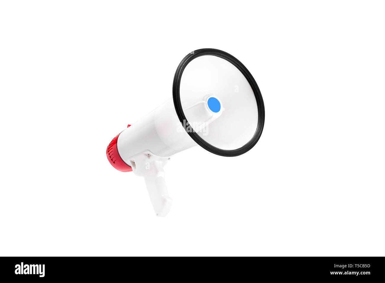 white and red electronic megaphone, isolated on the white background ...
