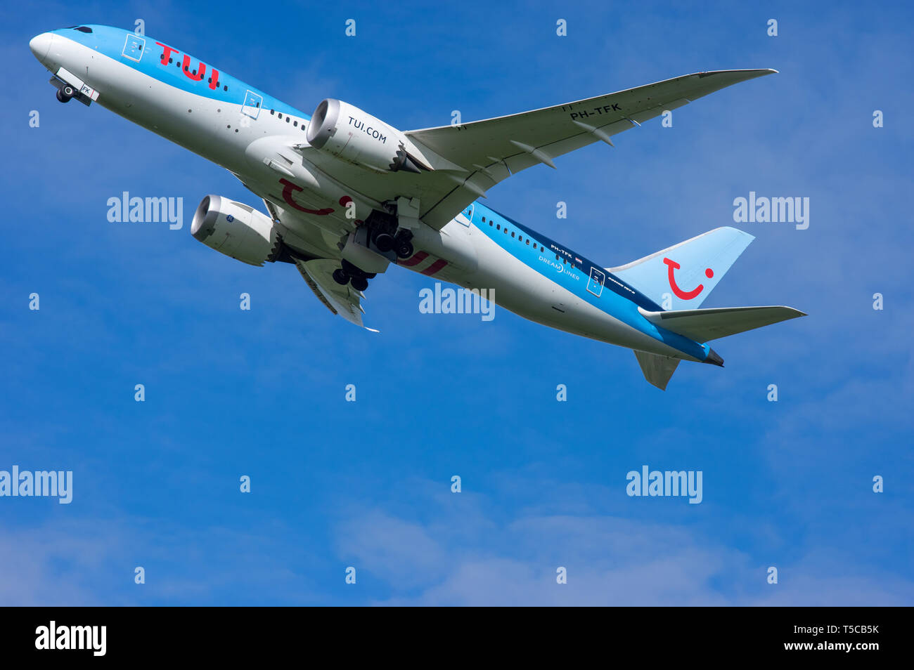 Schiphol, Netherlands - September 29, 2018: Tui airplane climbs after ...