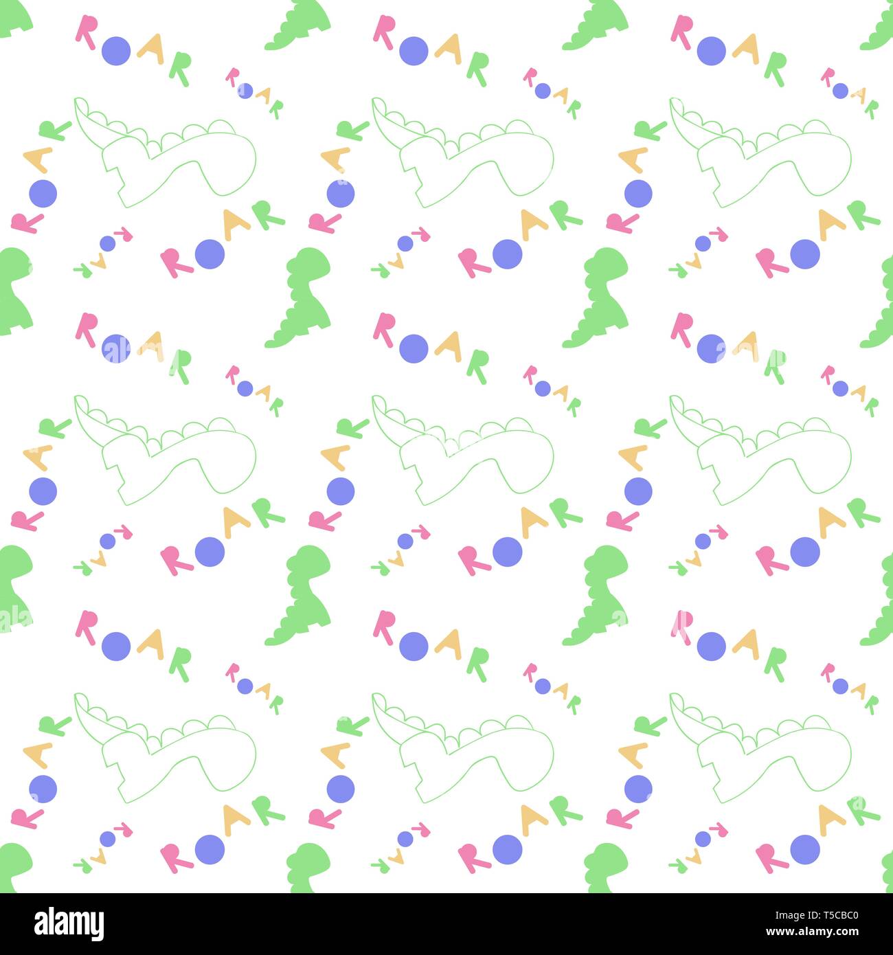 Dinosaur Roar. Dino pattern. Creative seamless tile with silhouette ...