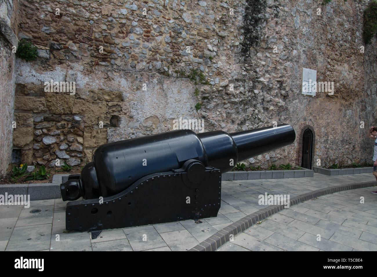 Black painted Cannon Gibraltar gun old history historic British style ...