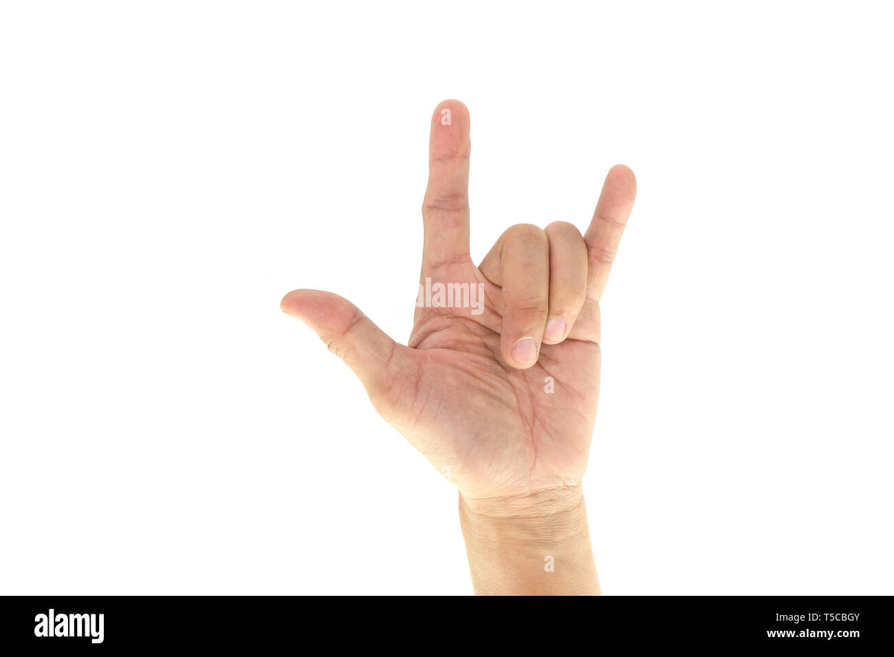 Hand Signals /Signal : I Love You, isolated on white background. High ...