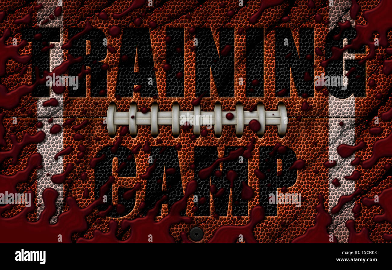 A flattened football design with blood and gashes and embossed with the ...