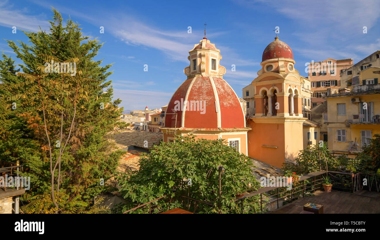 Dome of Tenedos Catholic Church on Corfu Island, Greece Stock Photo - Alamy