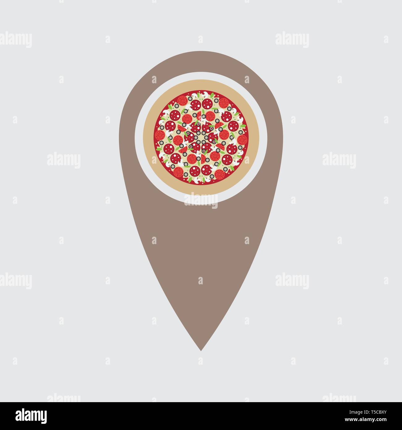 Pizza location.. pizza symbol pointing at a map. Italian food ...