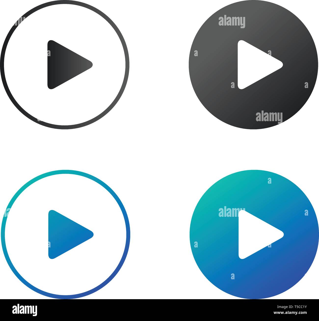 Play icon set in circles. Play buttons. Can be used for players, web ...