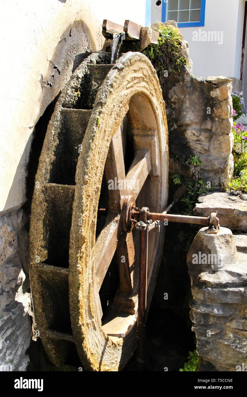 Beautiful and colorful waterwheel in Azenhas do Mar in Lisbon, Portugal ...