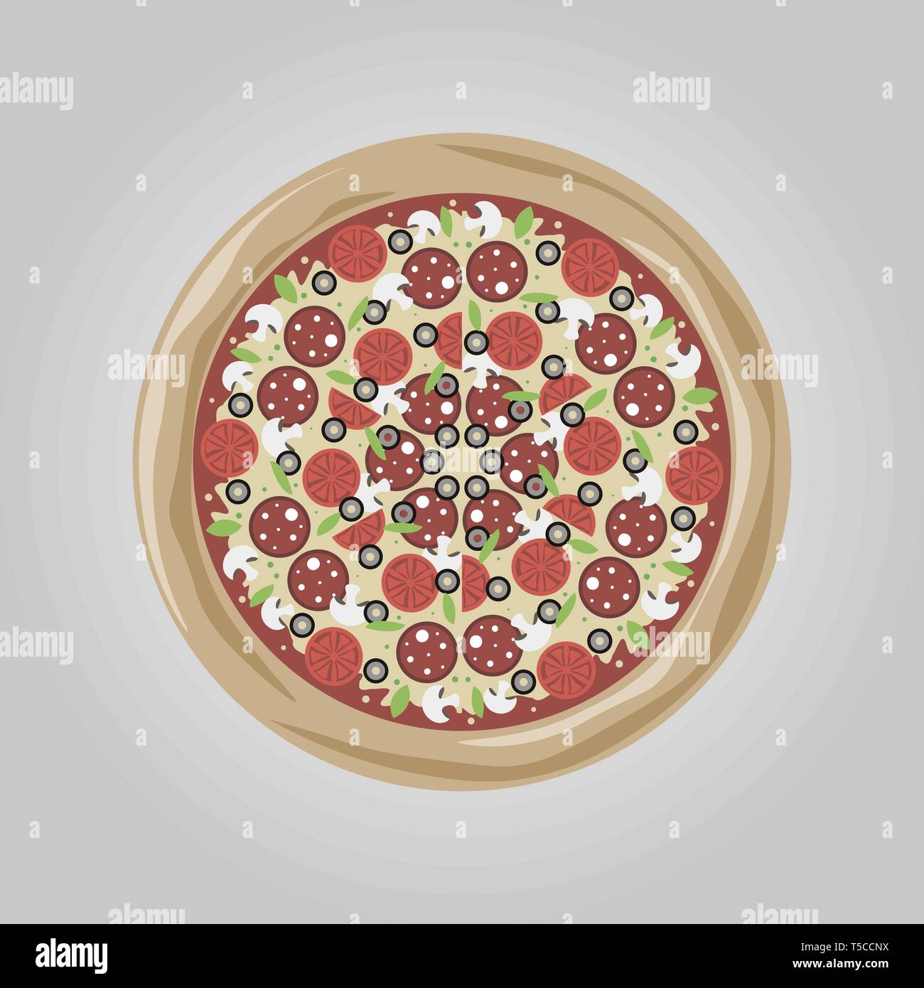 flat style pizza with ingredients. vector illustration 10 eps Stock ...