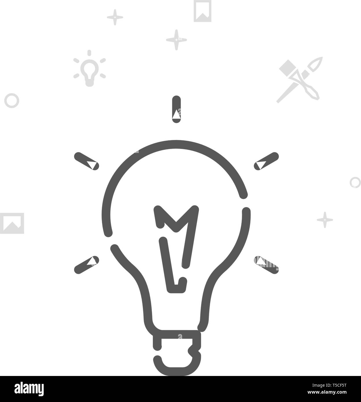 Creative Idea Bulb Vector Line Icon, Symbol, Pictogram, Sign. Light ...
