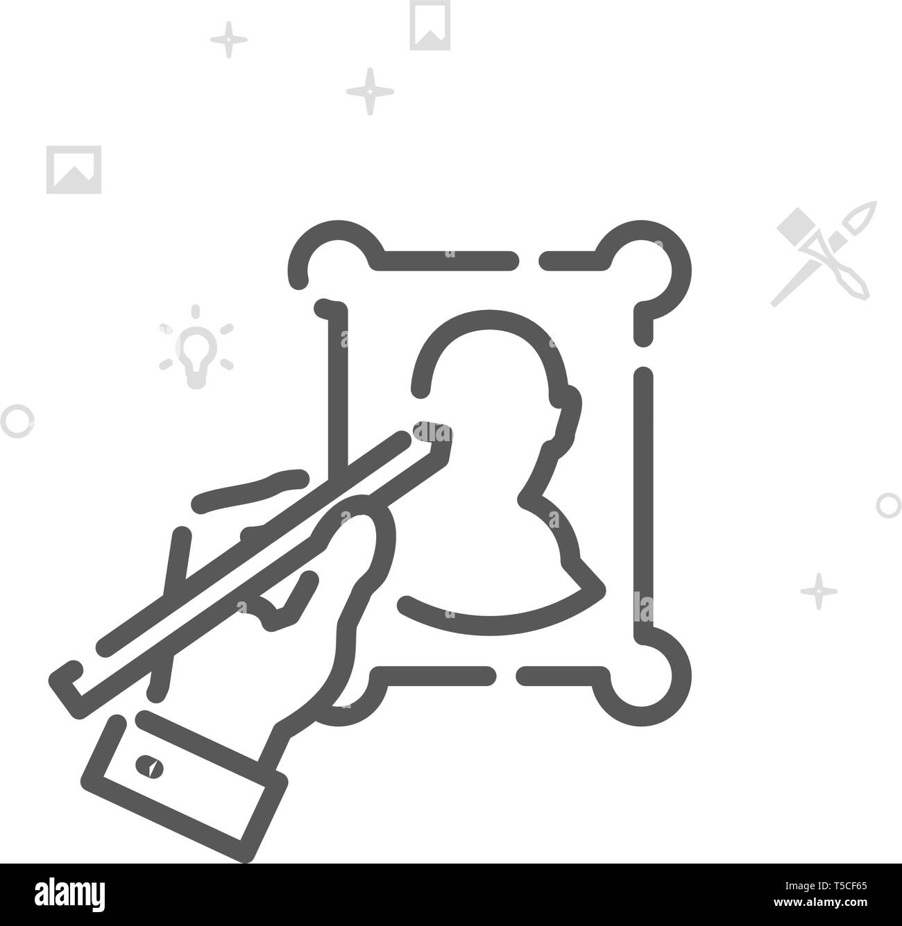 Hand Draws Portrait Vector Line Icon, Symbol, Pictogram, Sign. Light ...