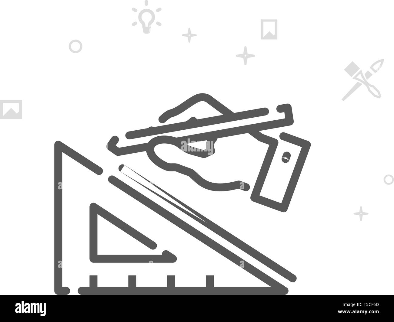 Designer, Architect Vector Line Icon, Symbol, Pictogram, Sign. Light ...