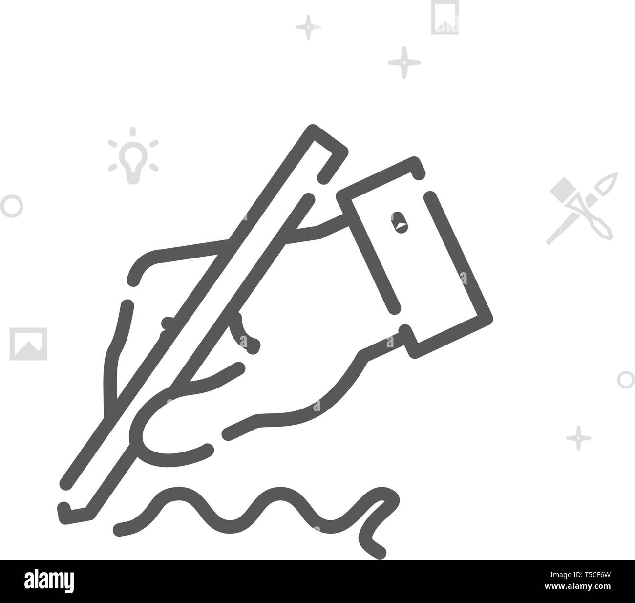 Hand Draws Something Vector Line Icon, Symbol, Pictogram, Sign. Light ...