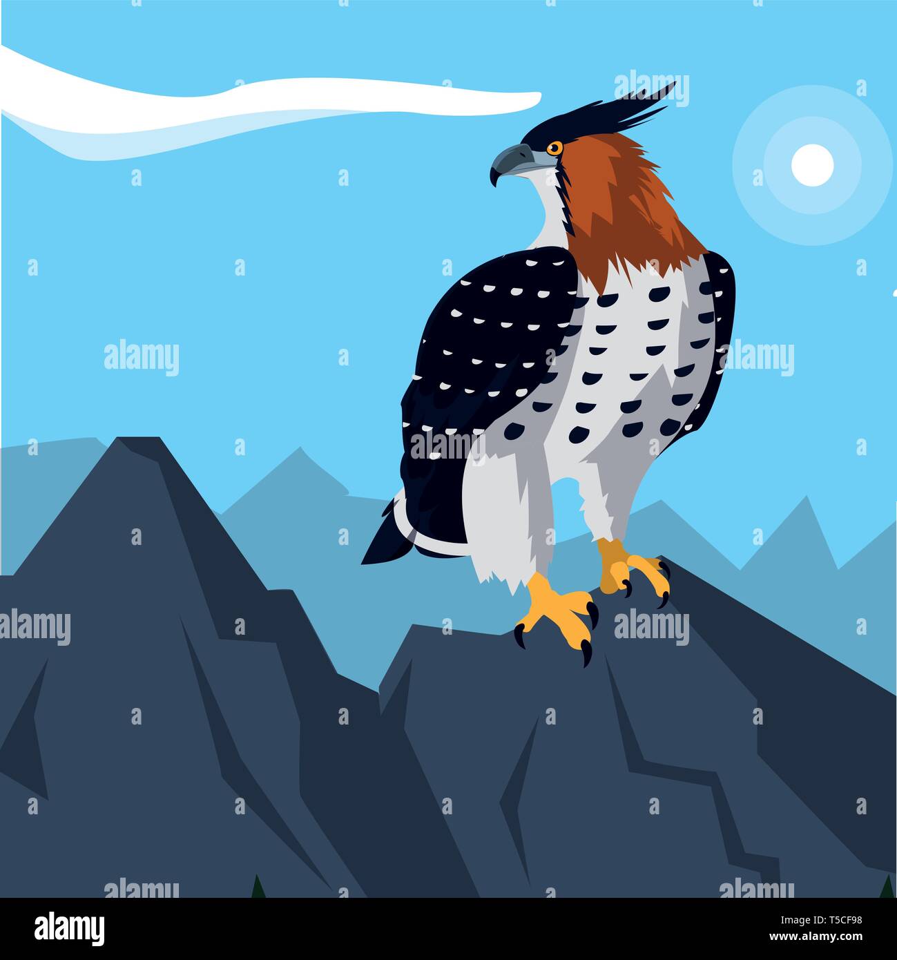 beautiful hawk majestic bird in the landscape vector illustration ...