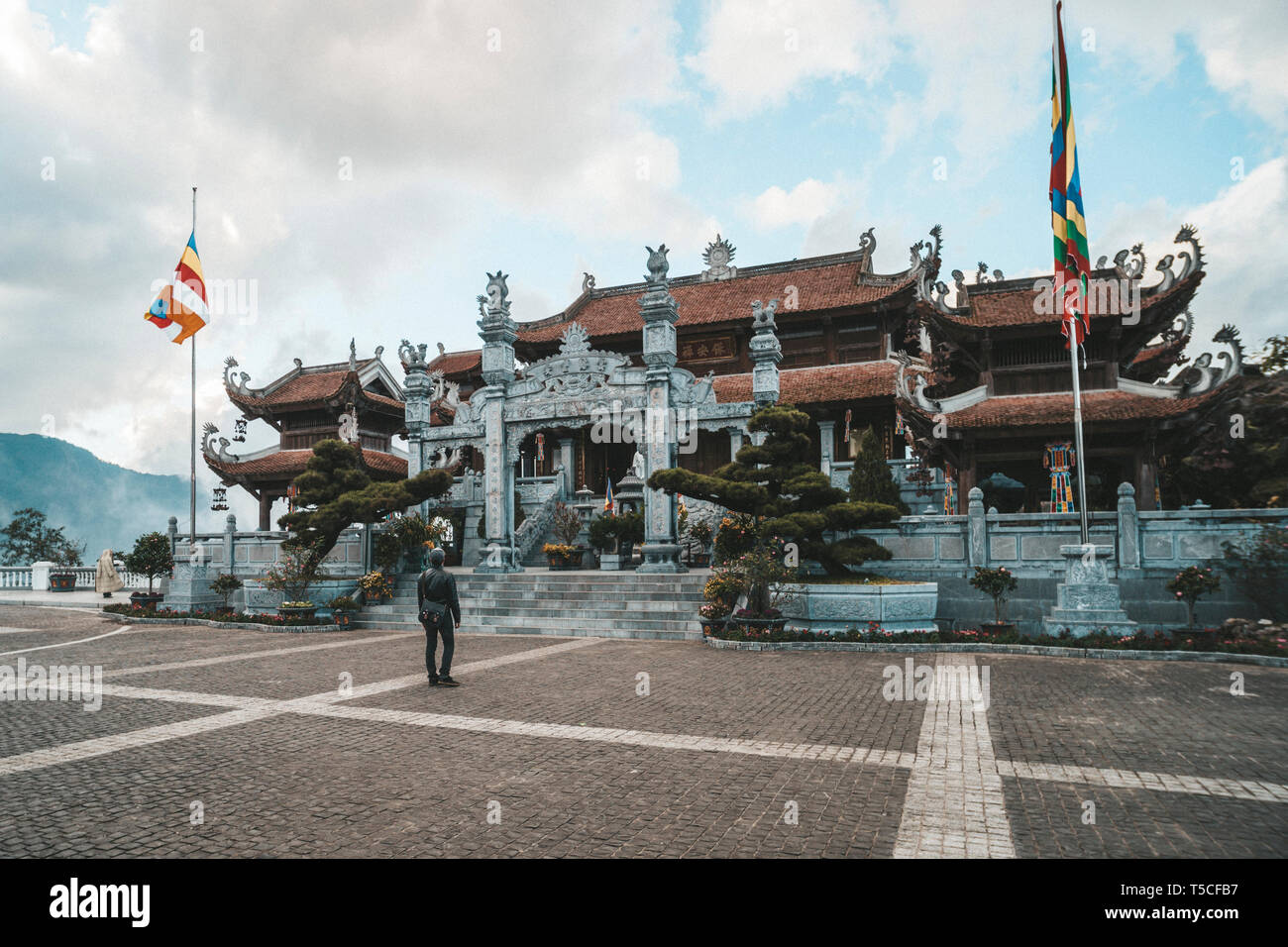 tourist worship to guan im god in temple on Fansipan mountain at sapa ...