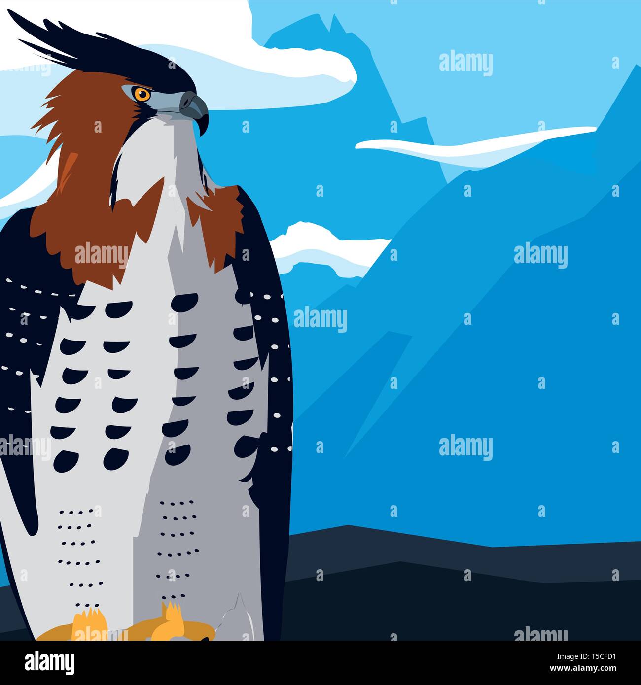 beautiful hawk majestic bird in the landscape vector illustration ...