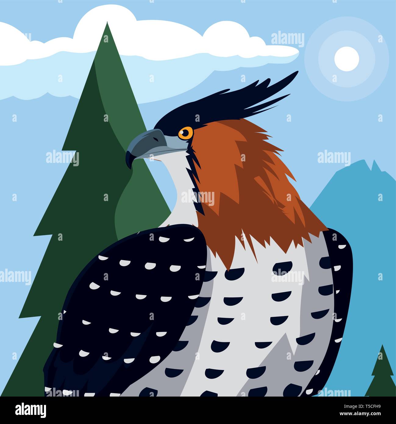 beautiful hawk majestic bird in the landscape vector illustration ...