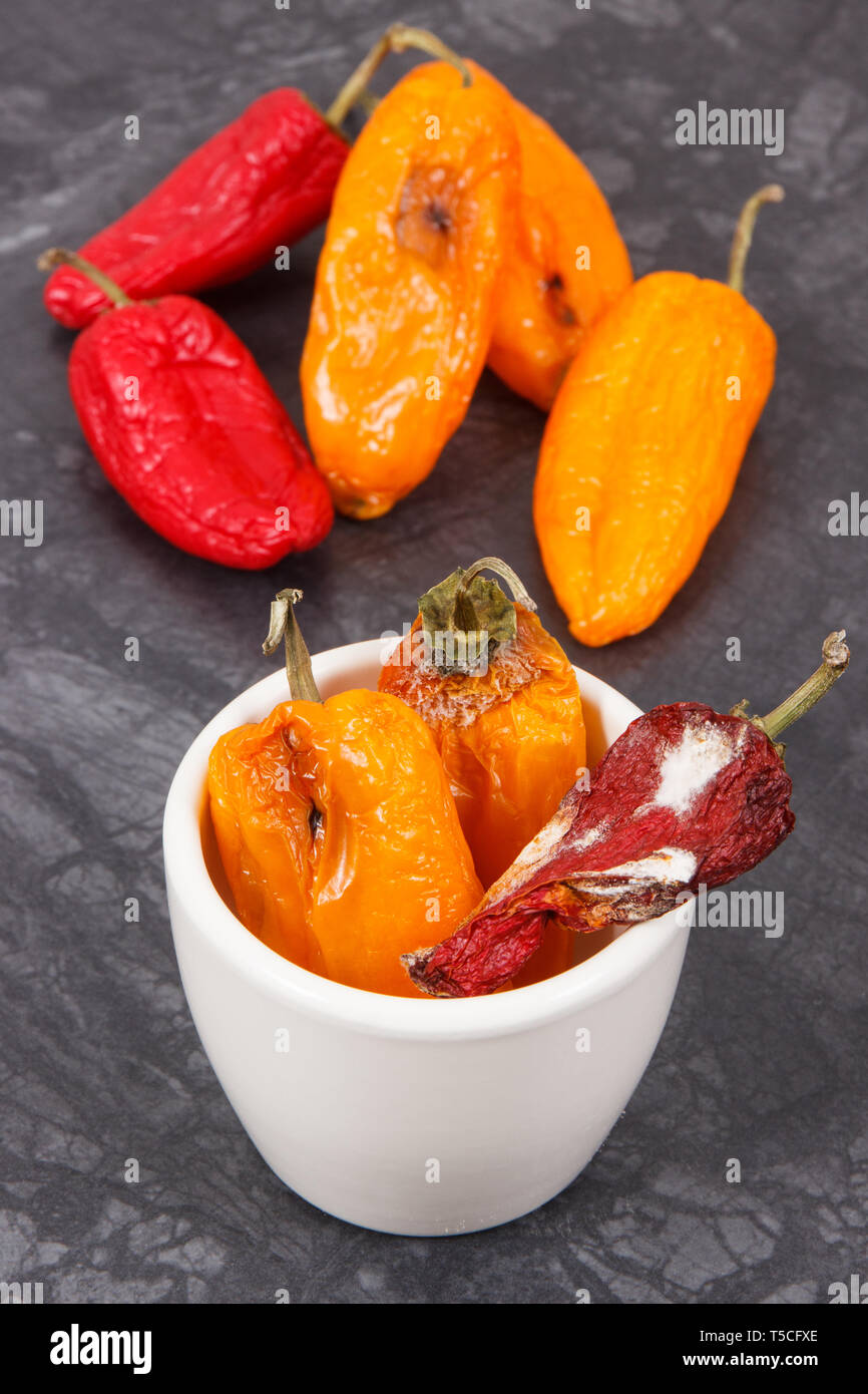 Old wrinkled peppers with mold, concept of unhealthy and disgusting ...