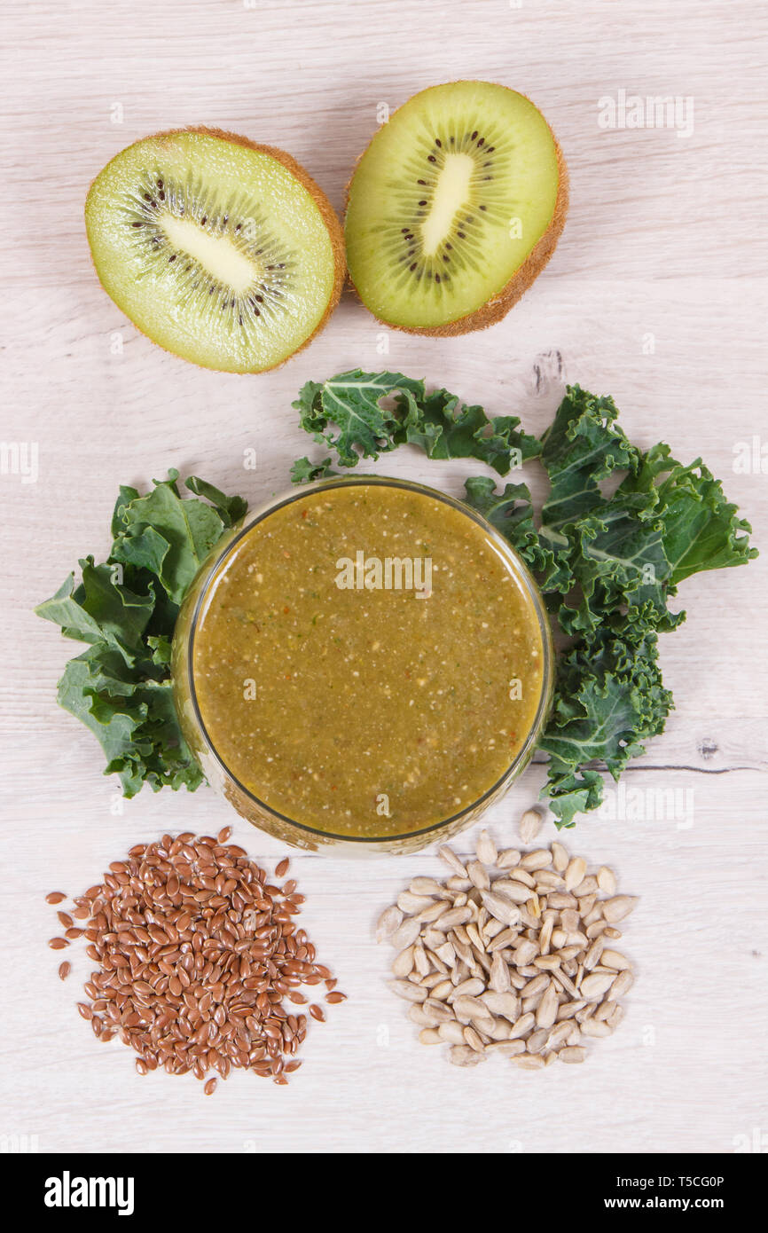 Fresh healthy smoothie from fruits and vegetables as source natural ...