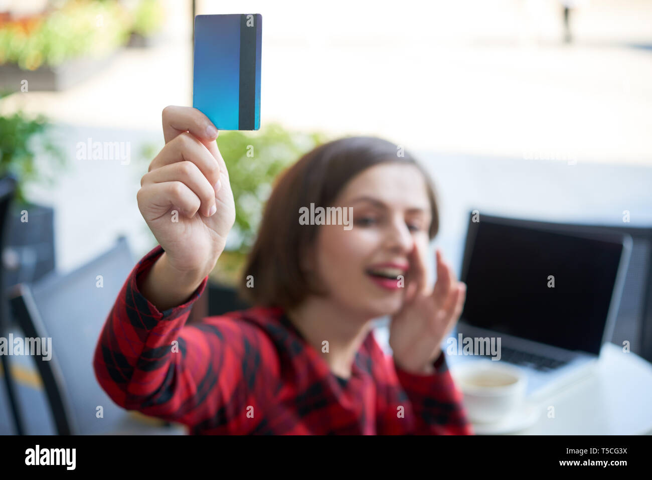 Customer calling waiter Stock Photo - Alamy