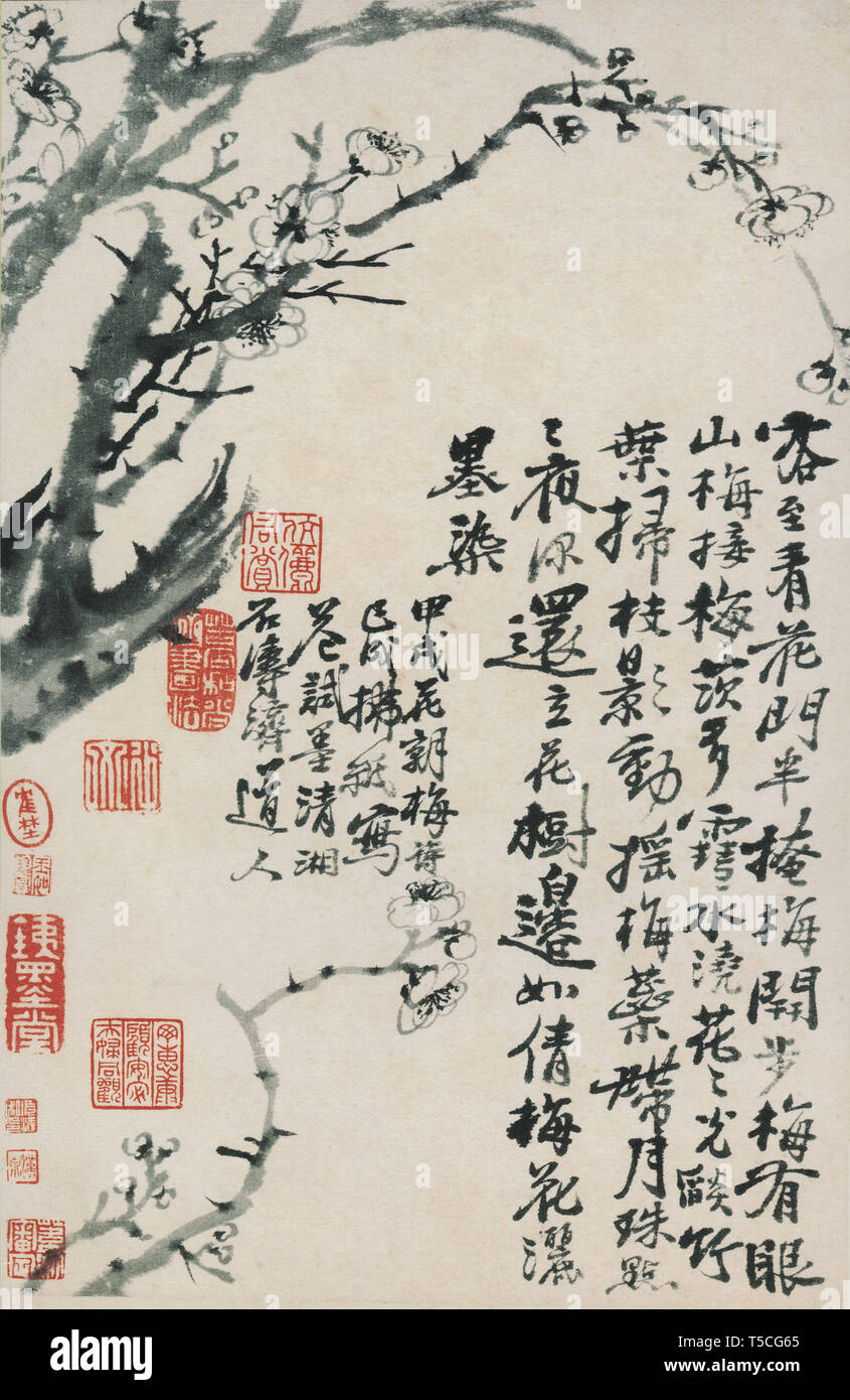 Qing Dynasty Shi Tao "Flower and Bird Atlas 12 Stock Photo - Alamy