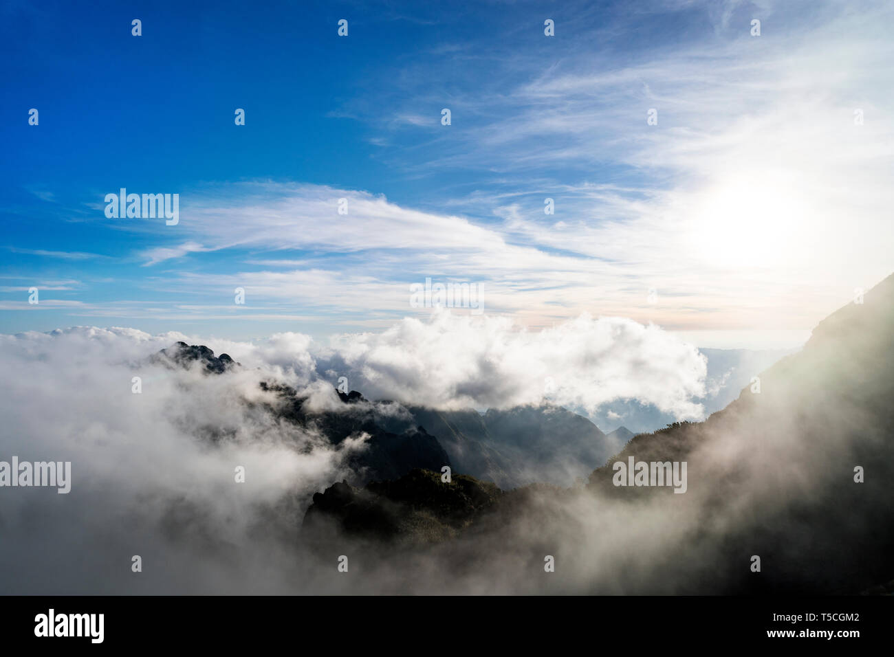 summit beautiful landscape of Fan Si Pan or Phan Xi Pang mountain the ...