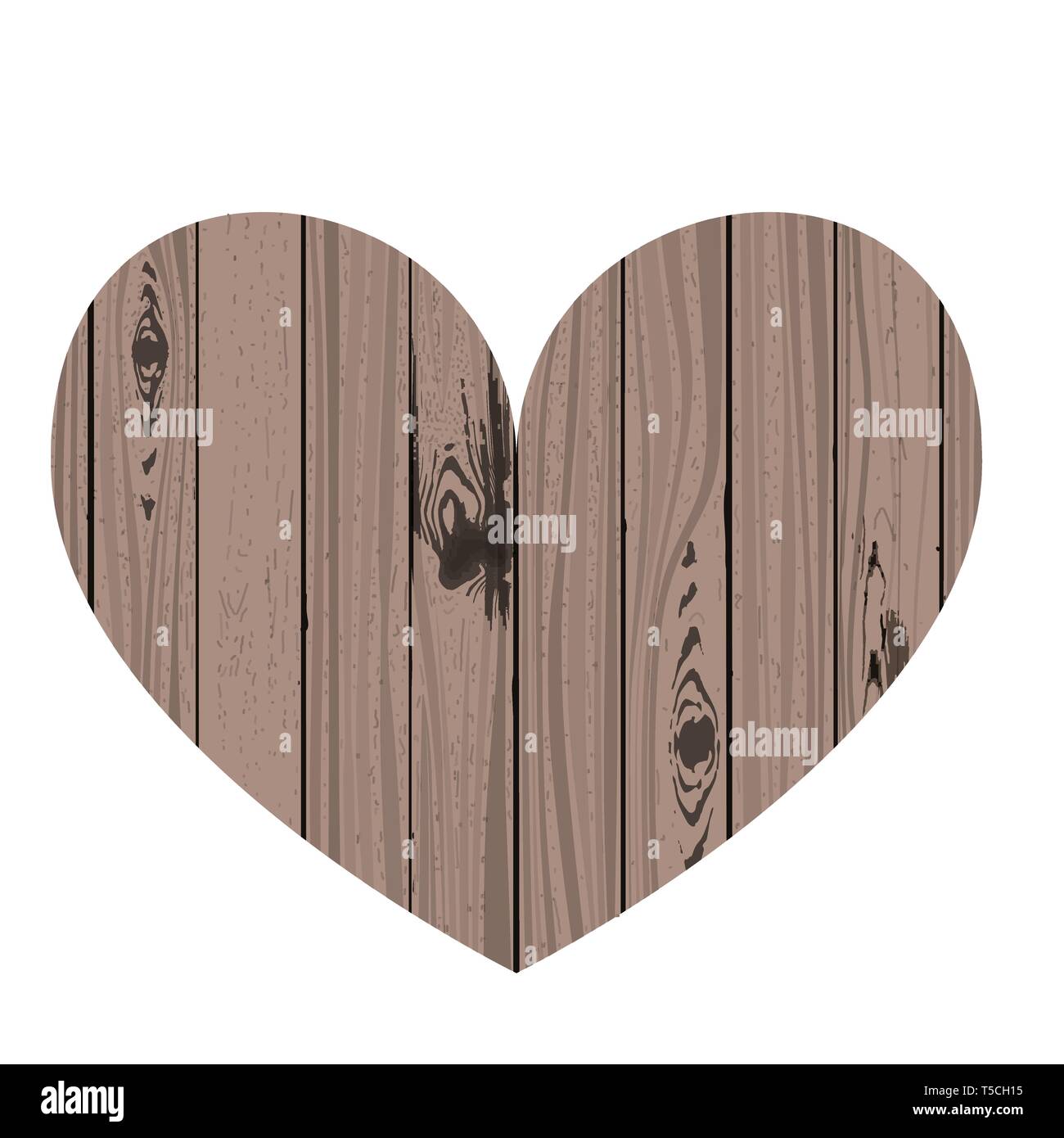Shape of timber heart. Wood texture. Vector illustration Valentine day ...