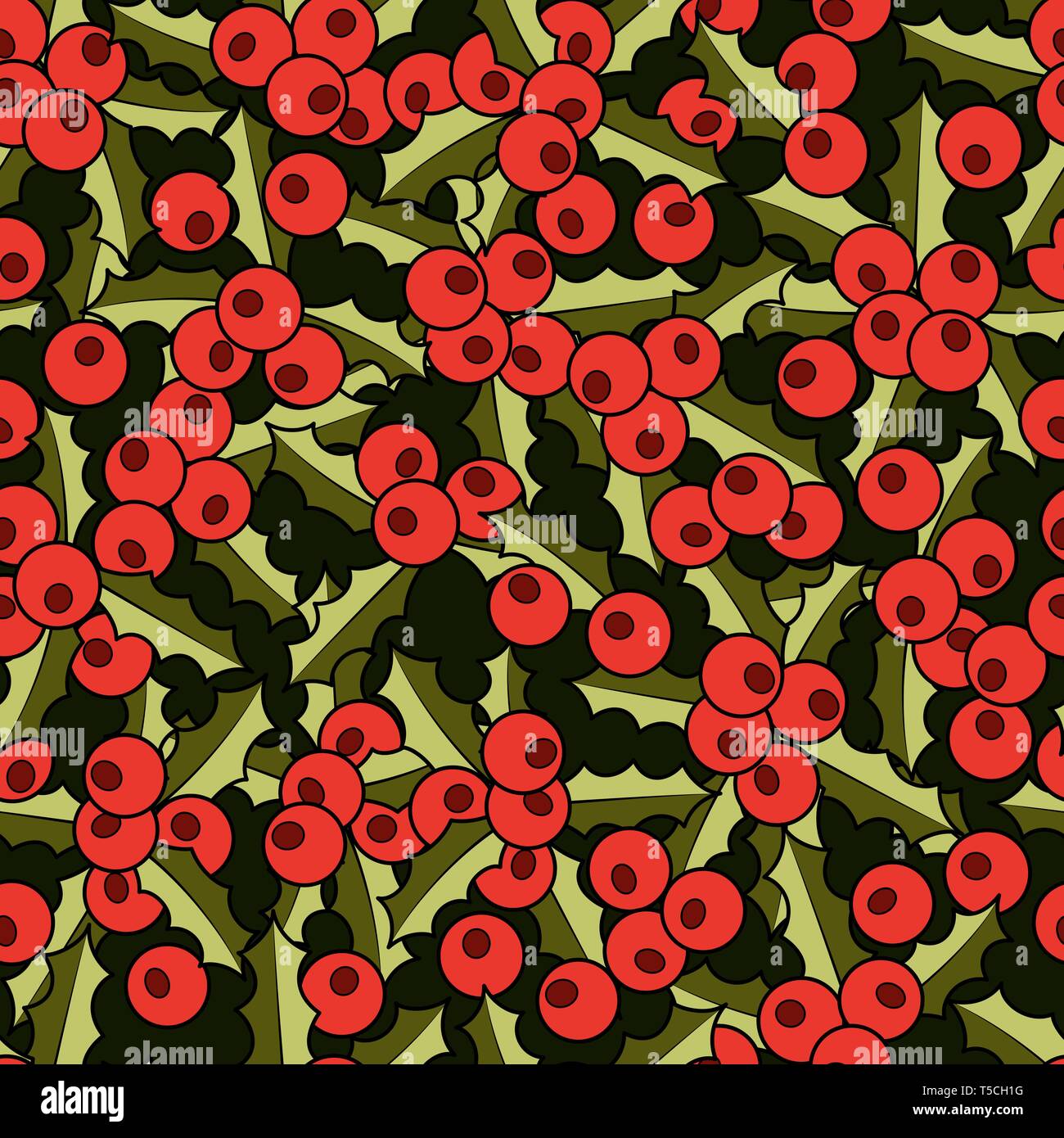 Seamless pattern background with Holly. Vector illustration. New year ...