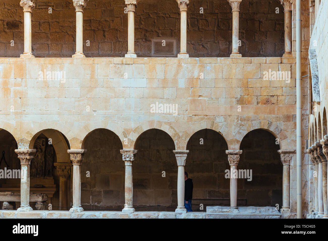 Santo Domingo de Silos, Spain - April 16, 2019: The cloister of Santo ...