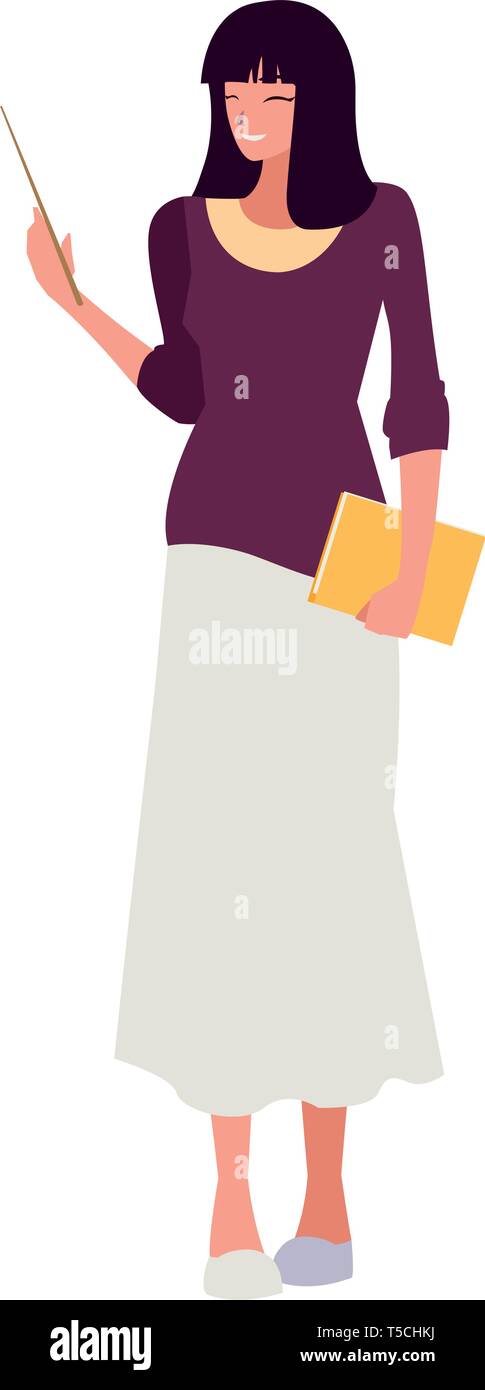 female teacher with textbook character vector illustration design Stock ...