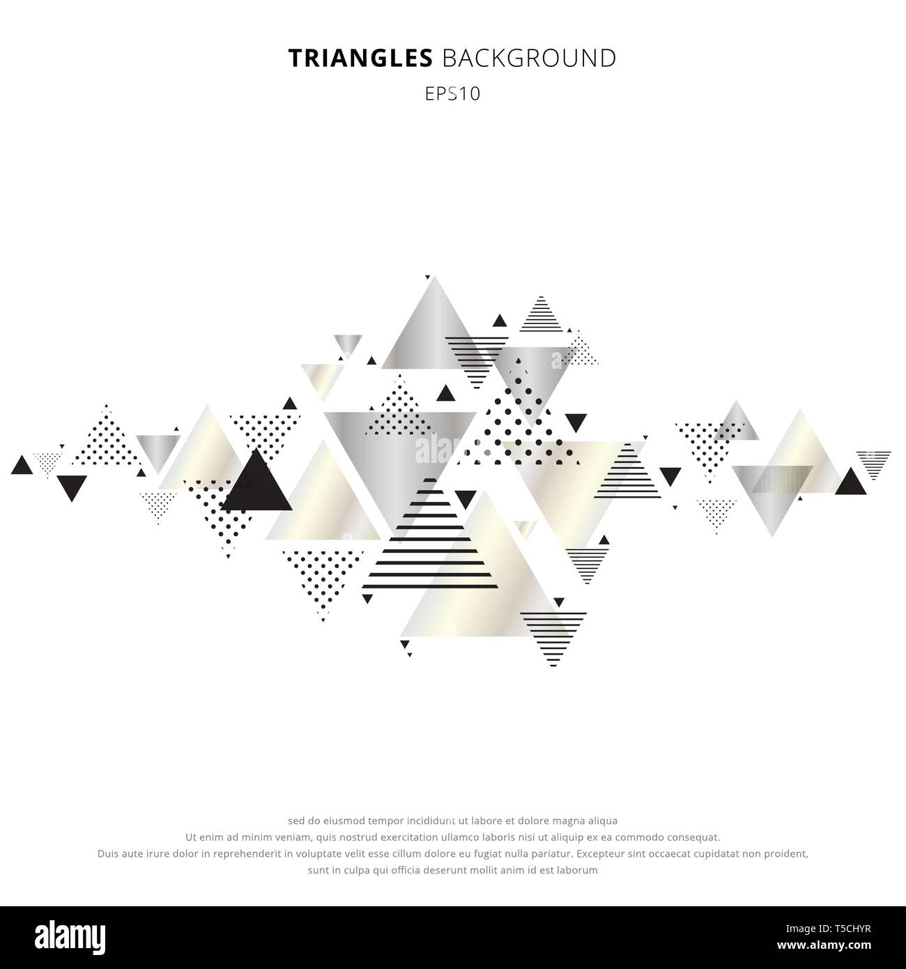 Abstract elements geometric triangles gold, silver color on white ...