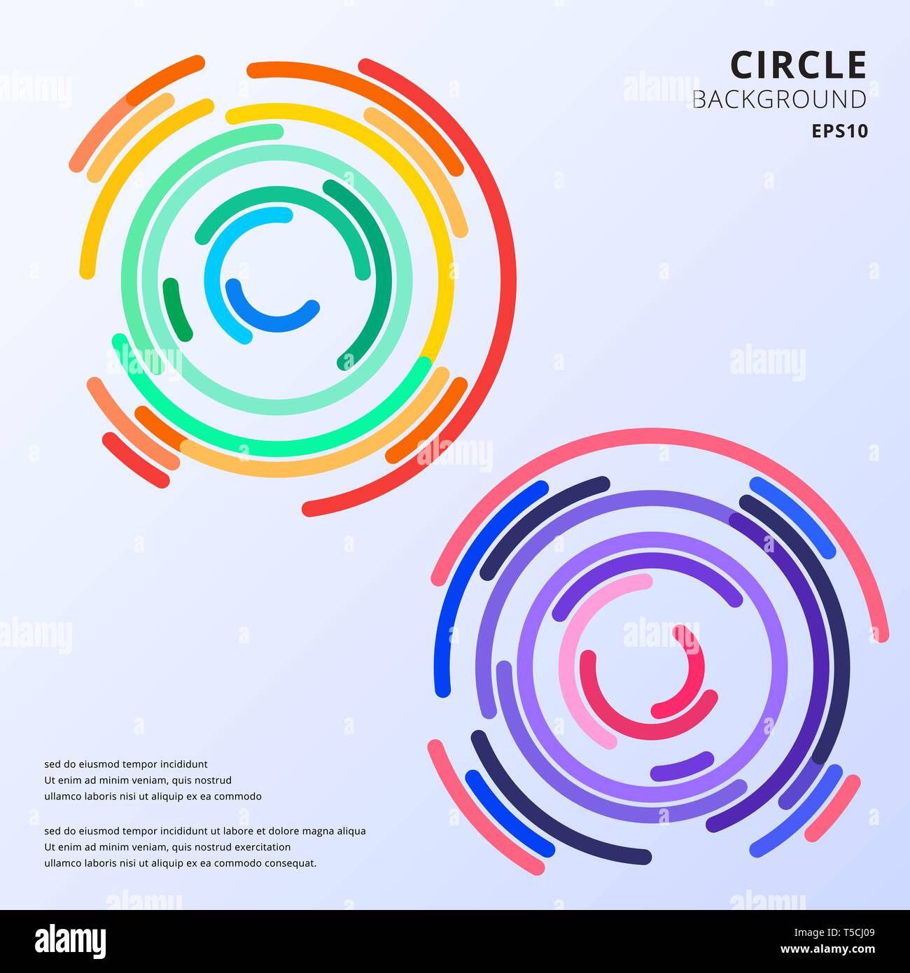 Abstract colorful circles maze rounded corners background with space ...