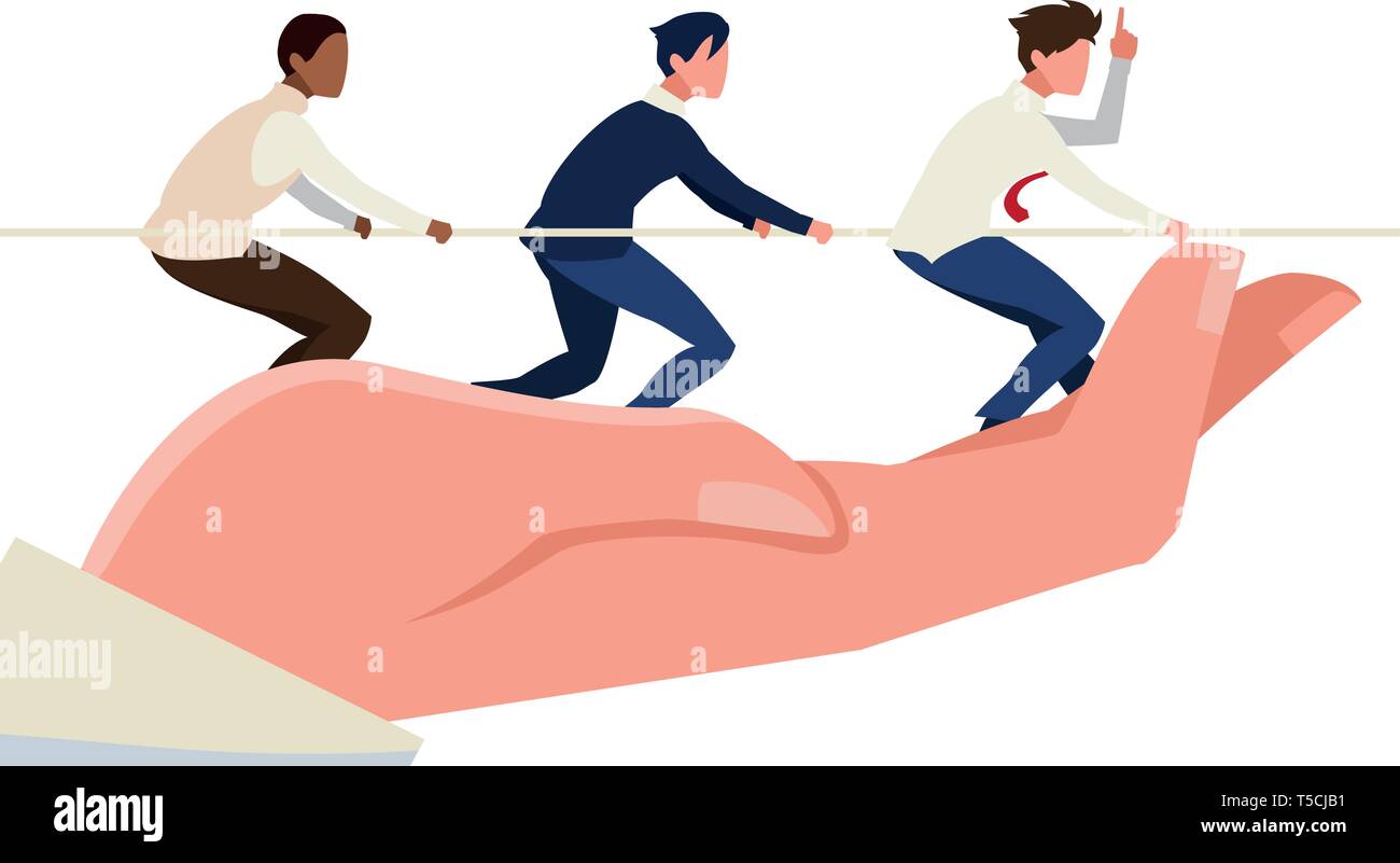 hand lifting teamwork pulling rope vector illustration design Stock ...