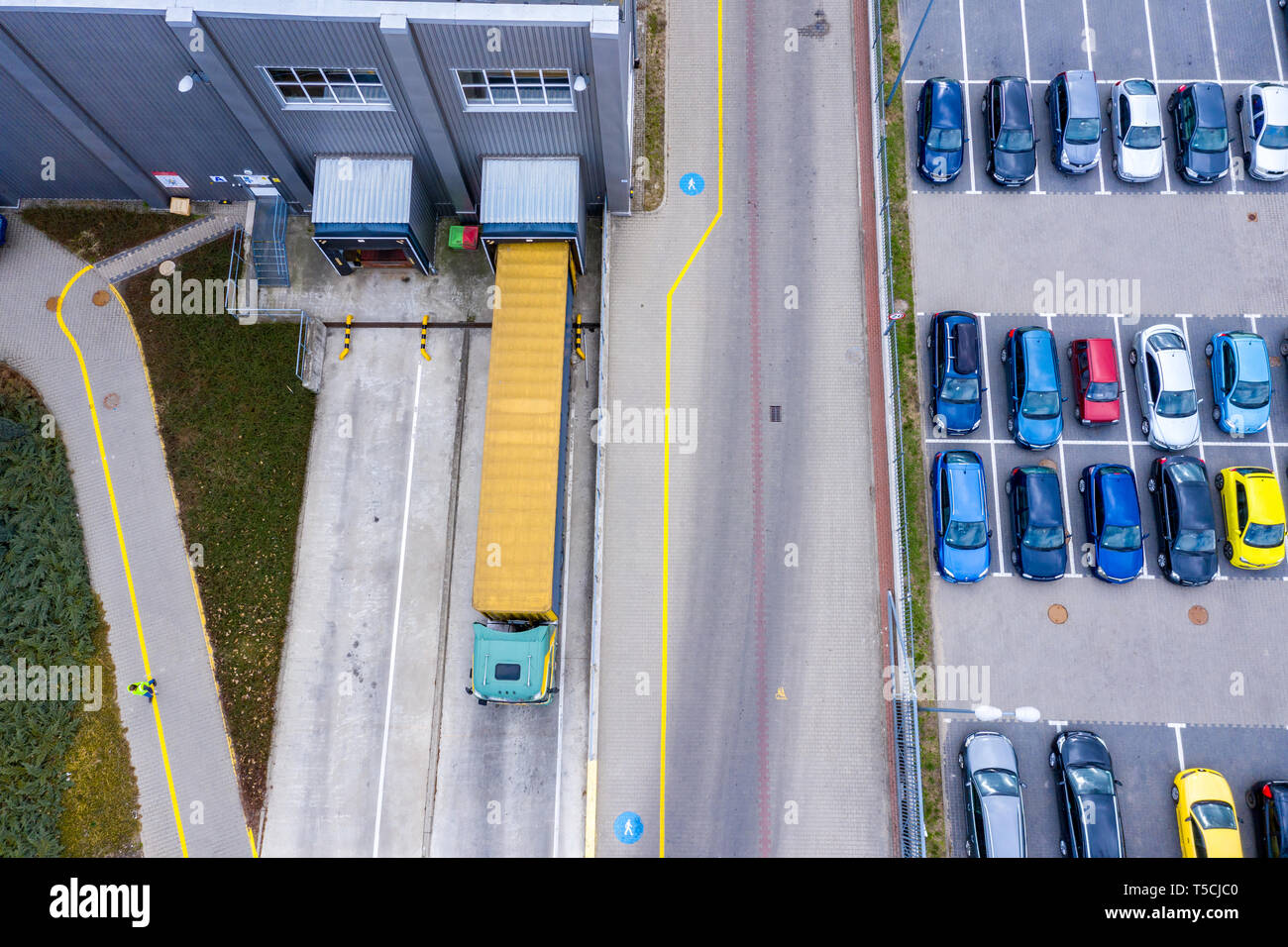 Aerial Top View of Industrial Warehouse/ Storage Building/ Loadi Stock ...