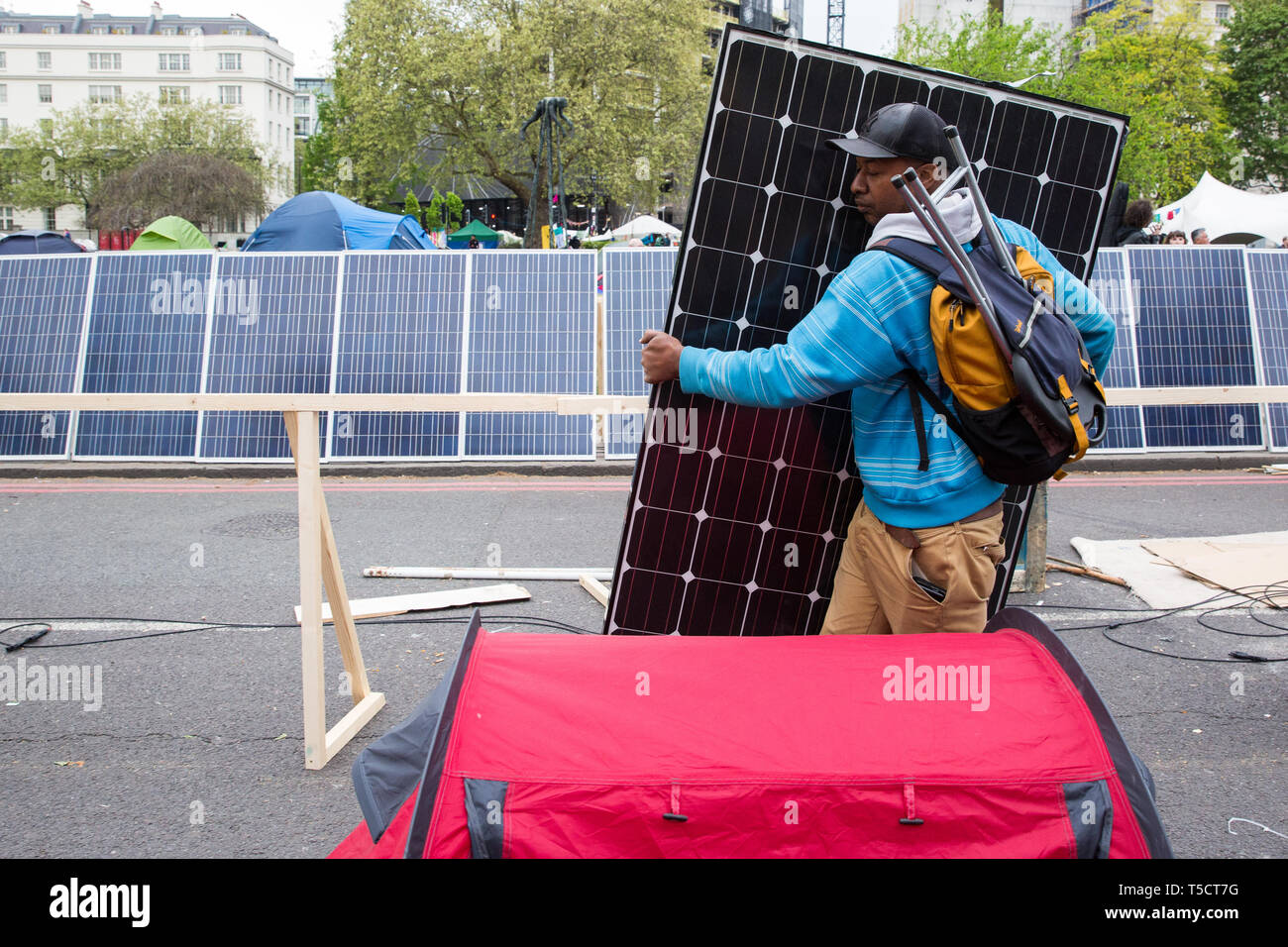 London, UK. 23rd April 2019. A climate change activist from Extinction ...