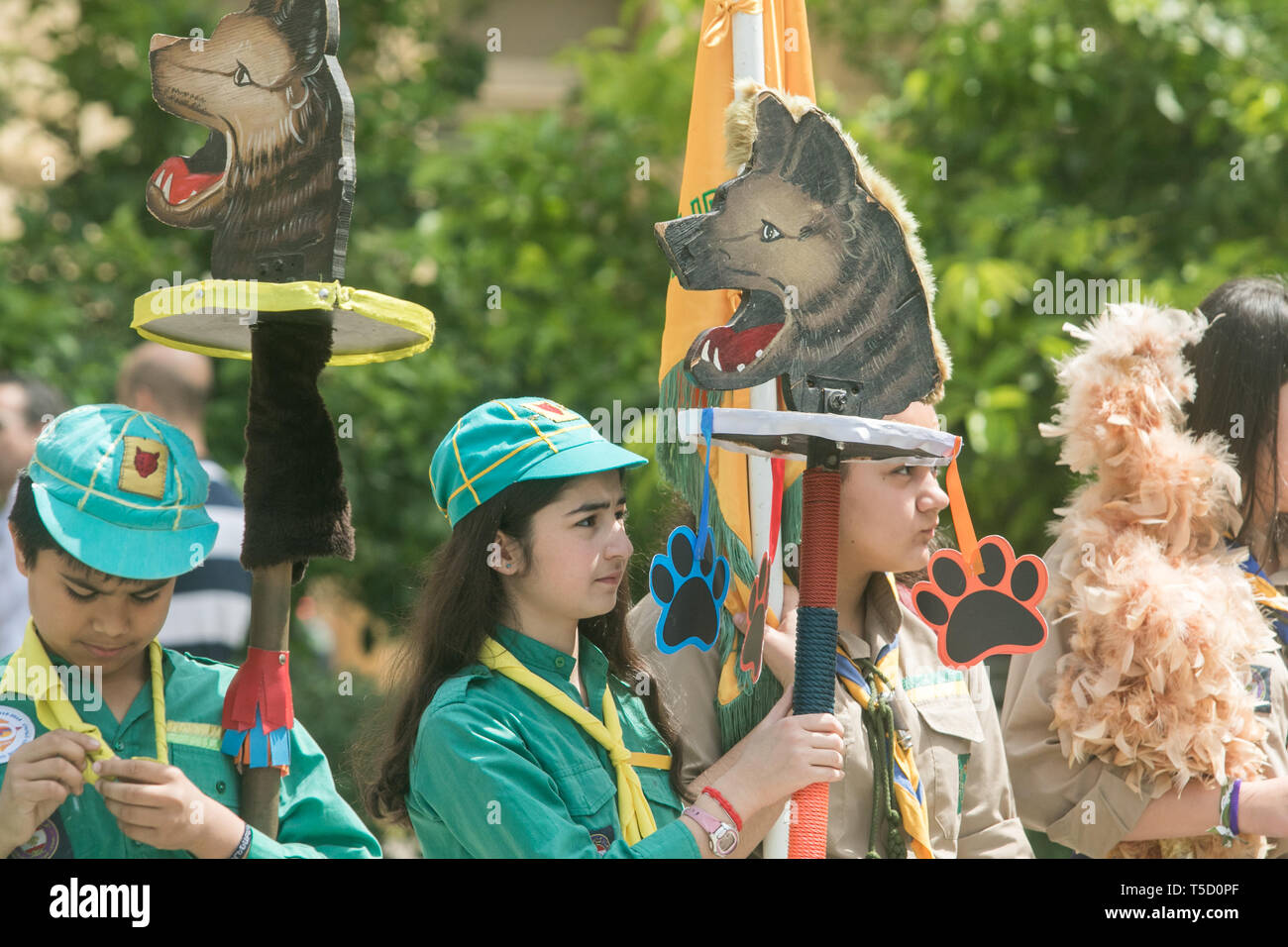Beirut Lebanon, 24th April 2019. Armenian cub scouts gather at the ...