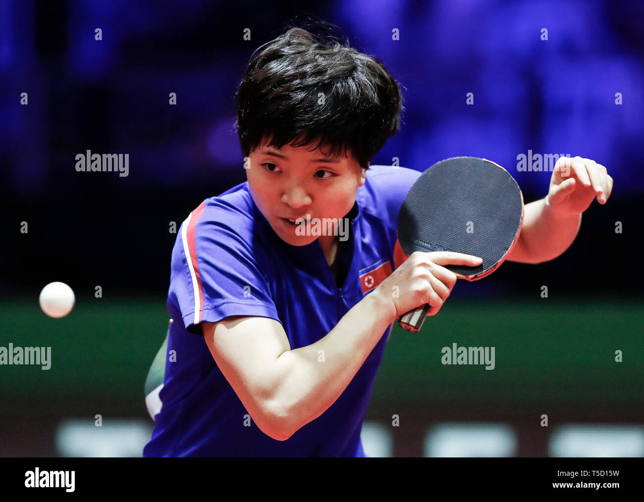 Budapest. 24th Apr, 2019. Kim Song I of DPRK competes during the women ...