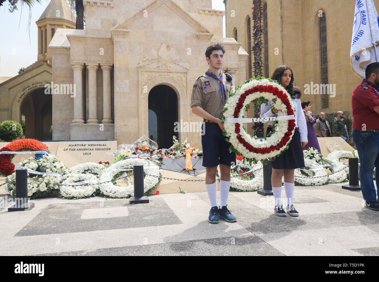 Beirut, Lebanon. 24th Apr, 2019. Antranik cub scouts in Beirut mark the ...