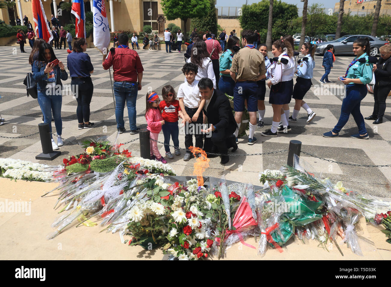 Beirut Lebanon, 24th April 2019. Lebanese Armenians in Beirut mark the ...