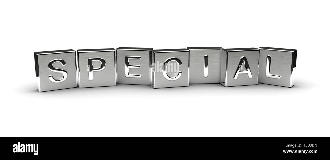 Special Text on Metal Block (Isolated on white background Stock Photo ...