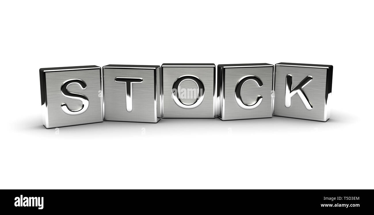 Stock Text on Metal Block (Isolated on white background Stock Photo - Alamy
