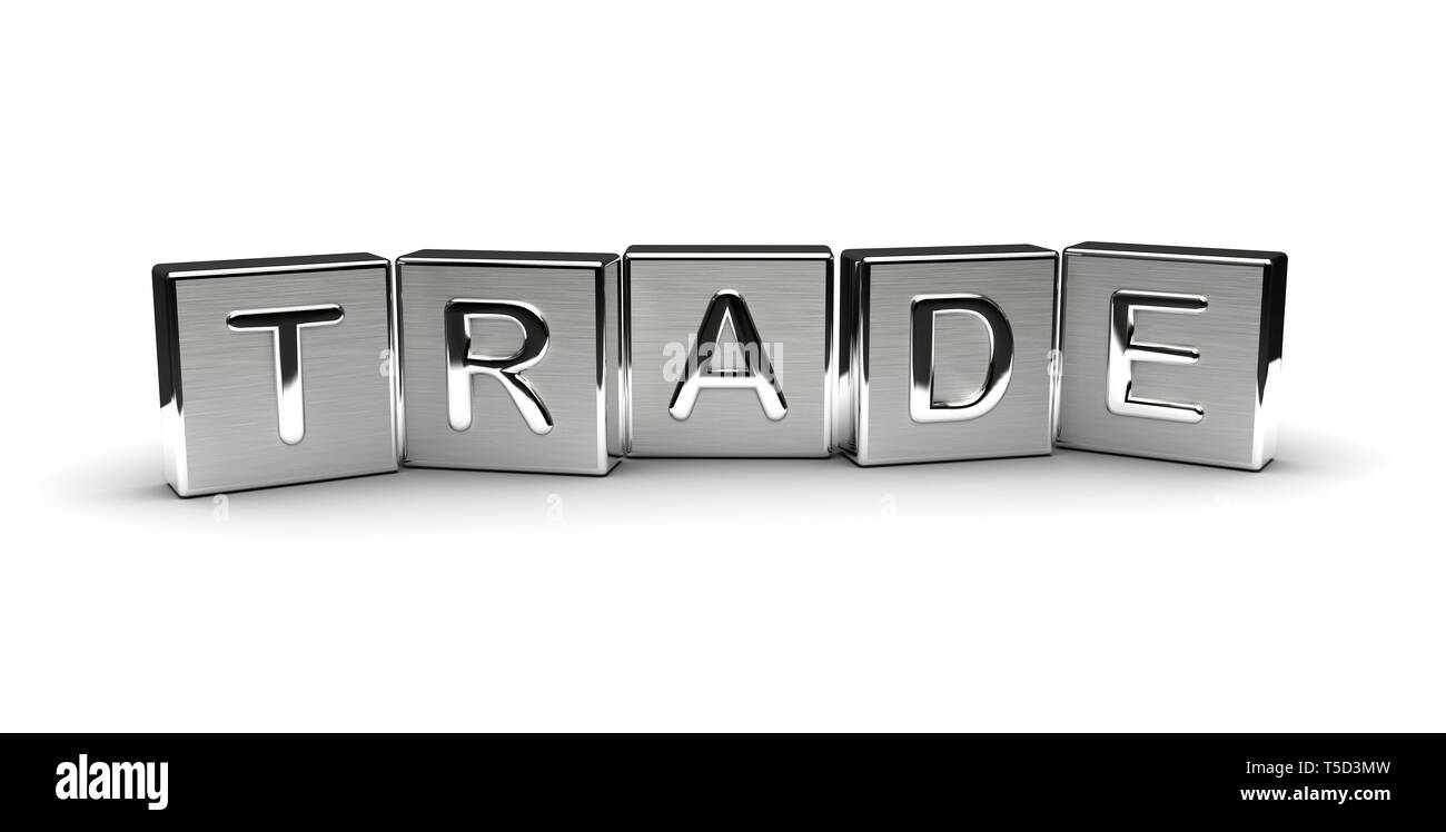 Trade Text on Metal Block (Isolated on white background Stock Photo - Alamy