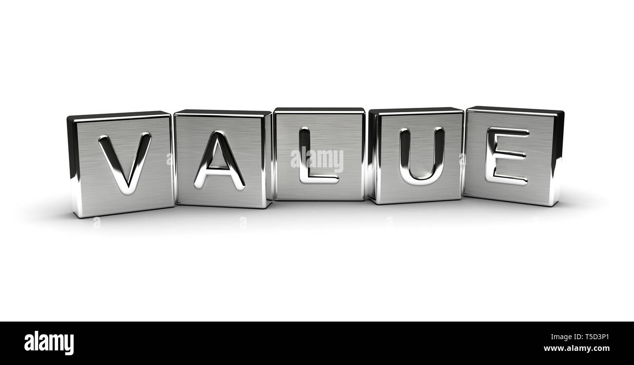 Value Text on Metal Block (Isolated on white background Stock Photo - Alamy