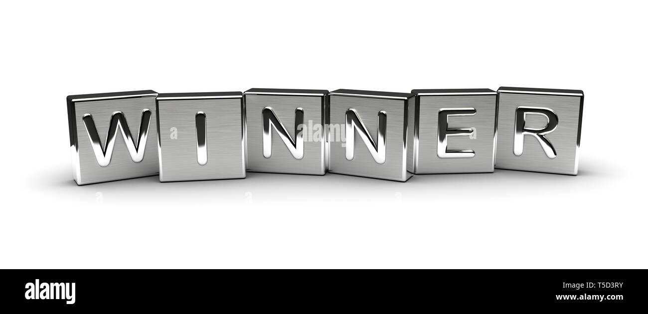 Winner Text on Metal Block (Isolated on white background Stock Photo ...