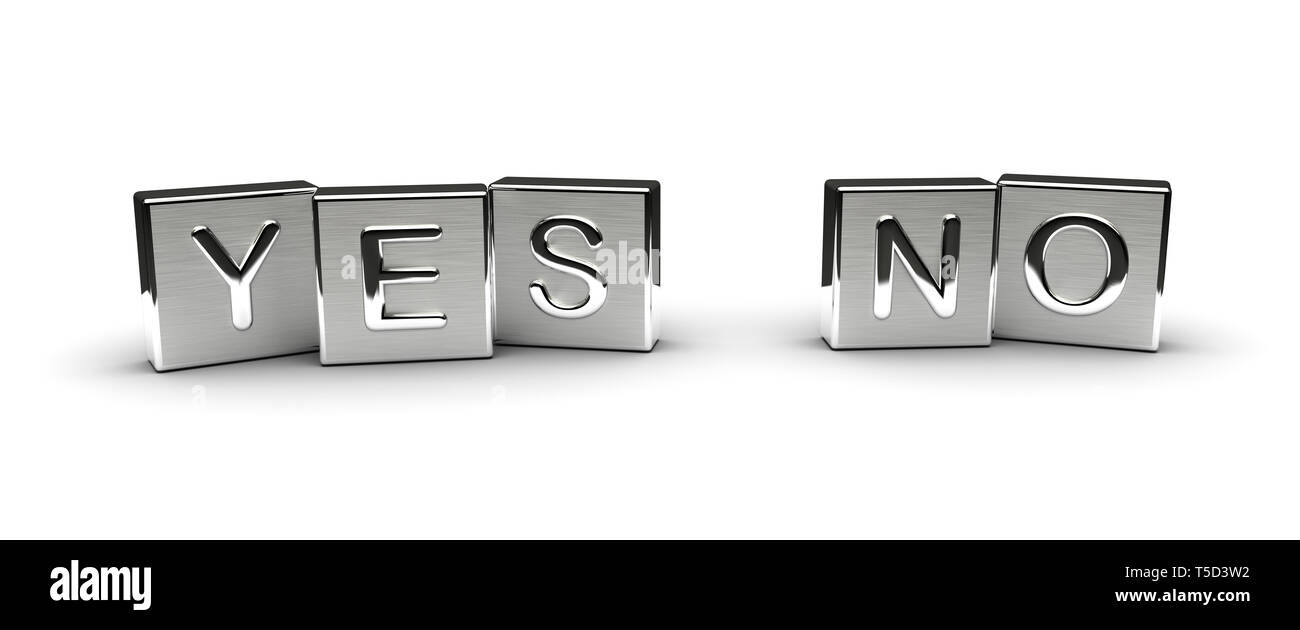Yes No Text on Metal Block (Isolated on white background Stock Photo ...