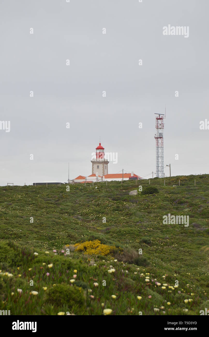Magnificent Lighthouse On The Cliff At Cabo De La Roca In Sintra ...