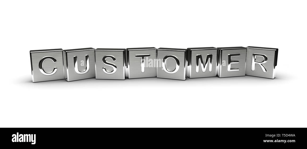 Customer Text on Metal Block (Isolated on white background Stock Photo ...